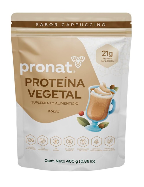 Suplemento proteína vegetal Pronat sabor capuccino 400 ml 1