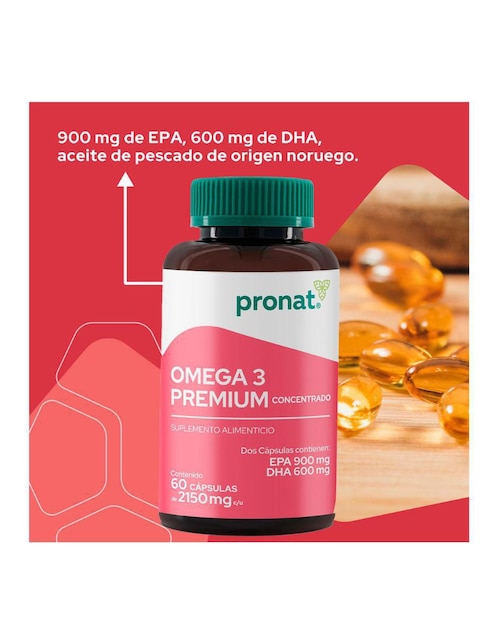 Omega 3 Premium Pronat con dha, epa y vitamina e sabor menta ...