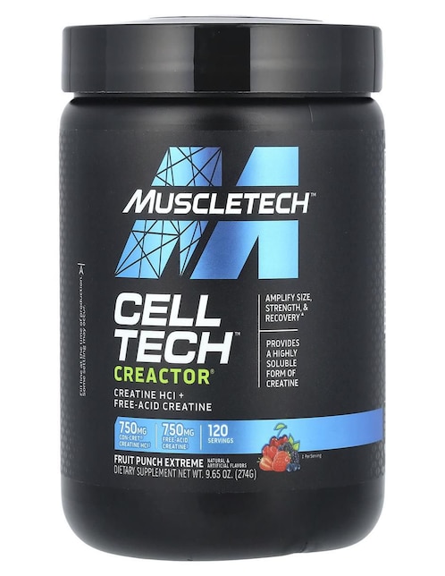 Cell Tech Creactor Muscletech con creatina sabor ponche de frutas de ...